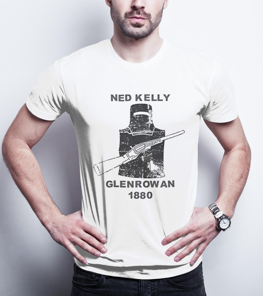 Ned Kelly Glenrowan 1880 Distressed Australian History Iconic Outlaw Image T-Shirt