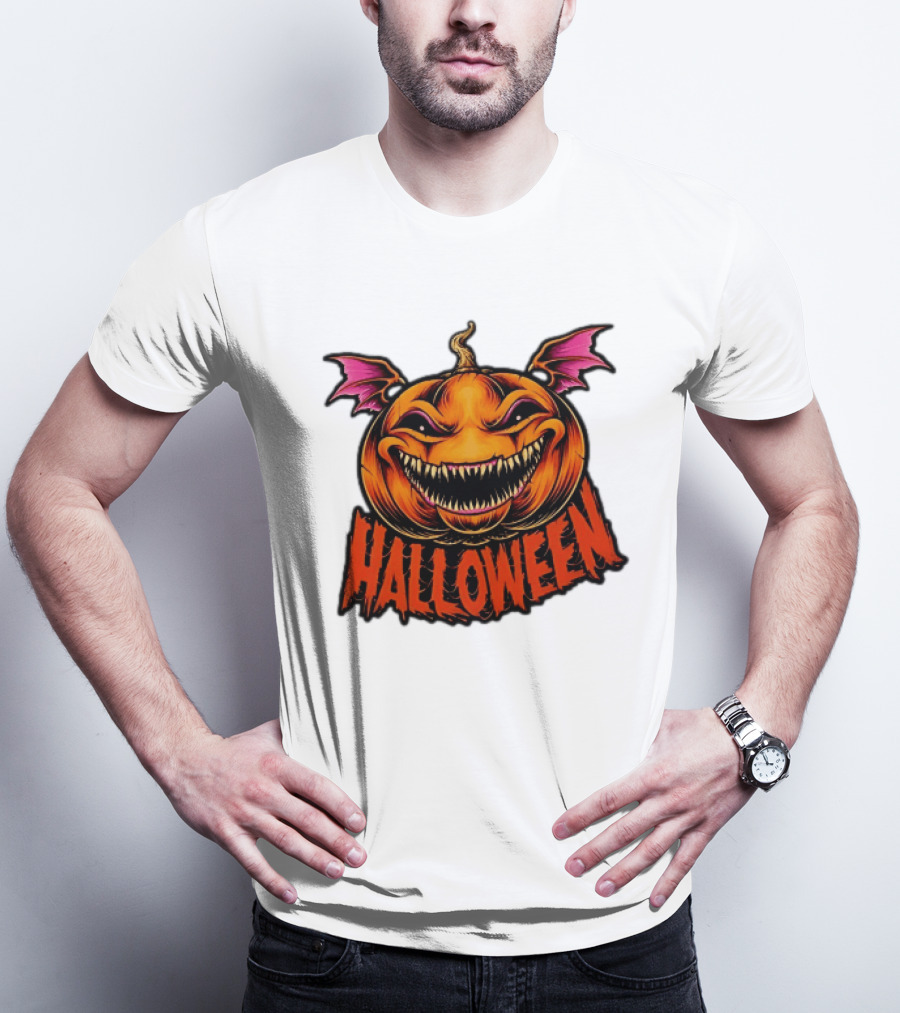 Halloween Bat Winged Jack O' Lantern Pumpkin T-Shirt