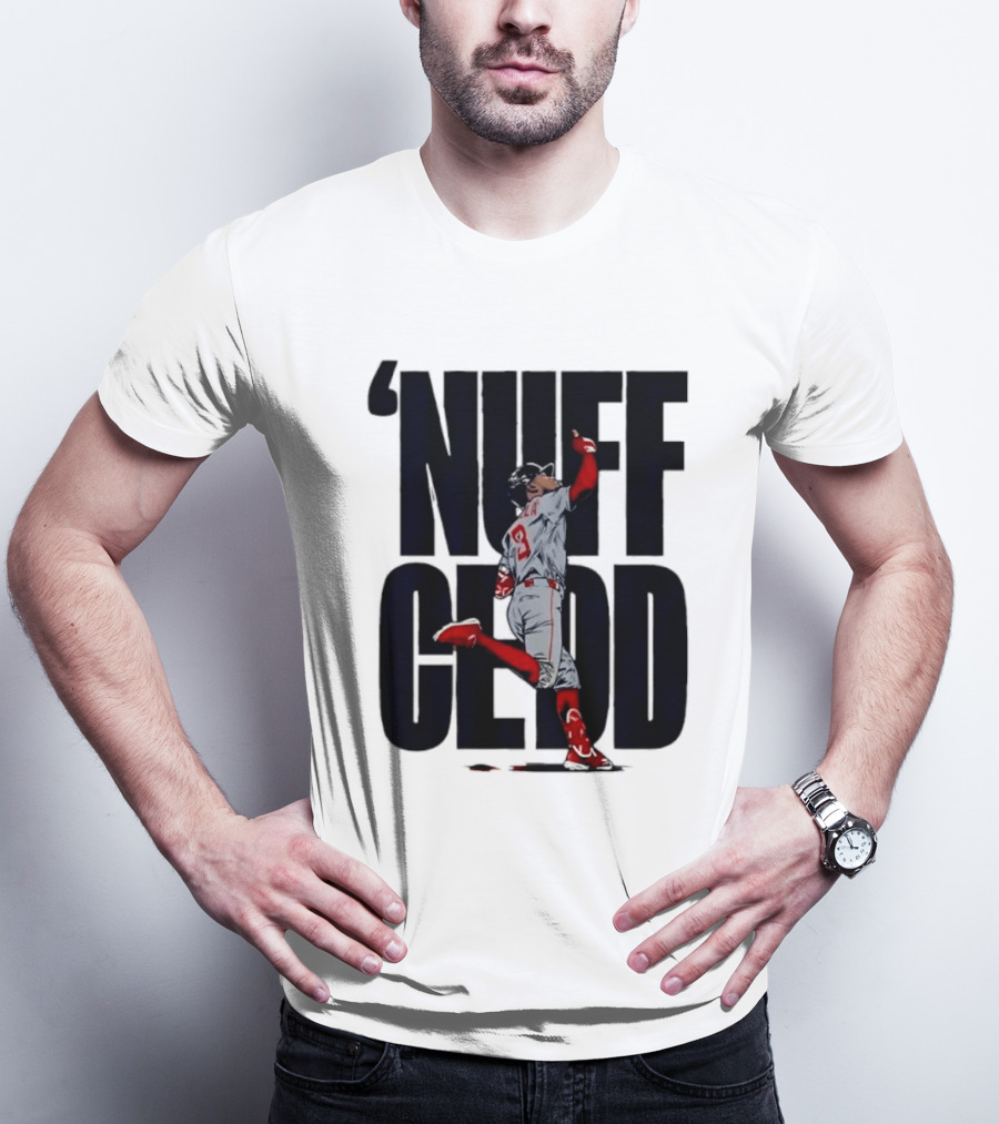 Nuff Cedd Baseball Player Number 9 Running Bases Pointing Up T-Shirt
