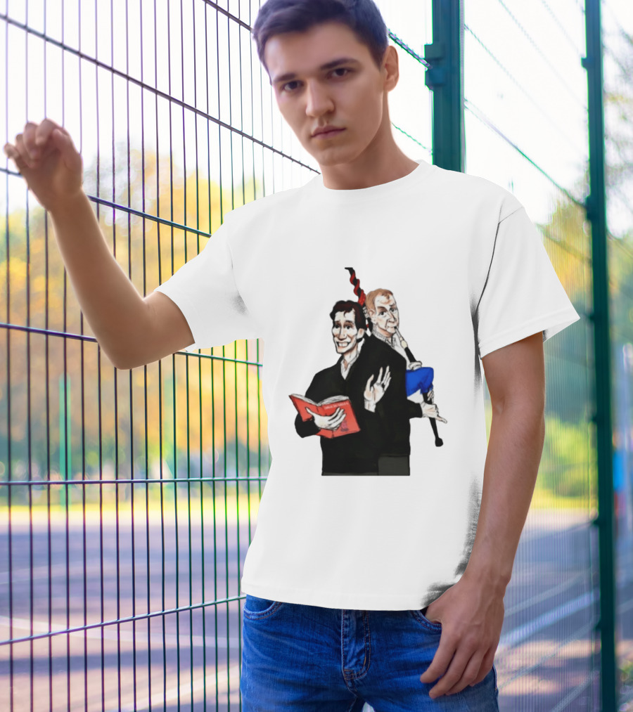 The Rest Is Politics Rory Stewart Red Book Talking Figure Cartoon T-Shirt