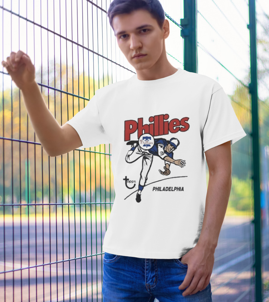 Topps Phillies Philadelphia Baseball Pitcher T-Shirt