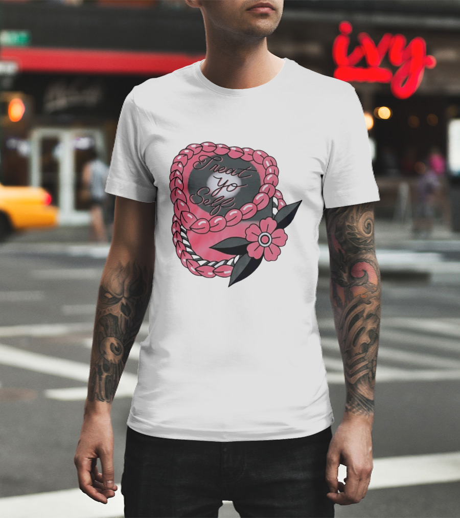 Treat Yo Self Floral Lei Parks And Recreation Pink Flower T-Shirt