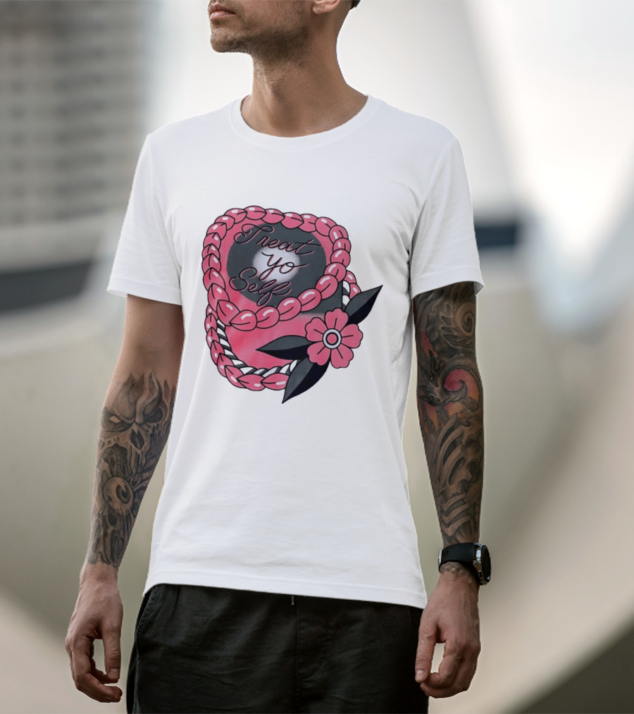 Treat Yo Self Floral Lei Parks And Recreation Pink Flower T-Shirt