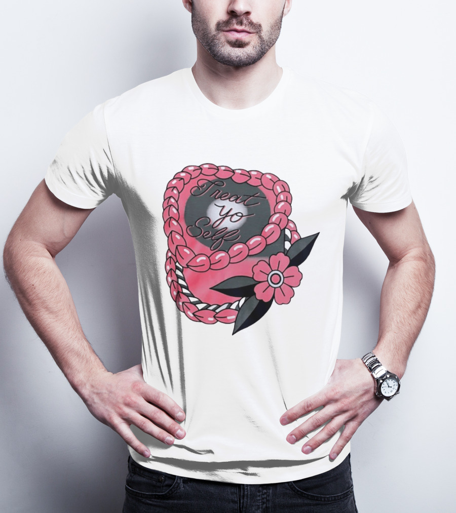 Treat Yo Self Floral Lei Parks And Recreation Pink Flower T-Shirt