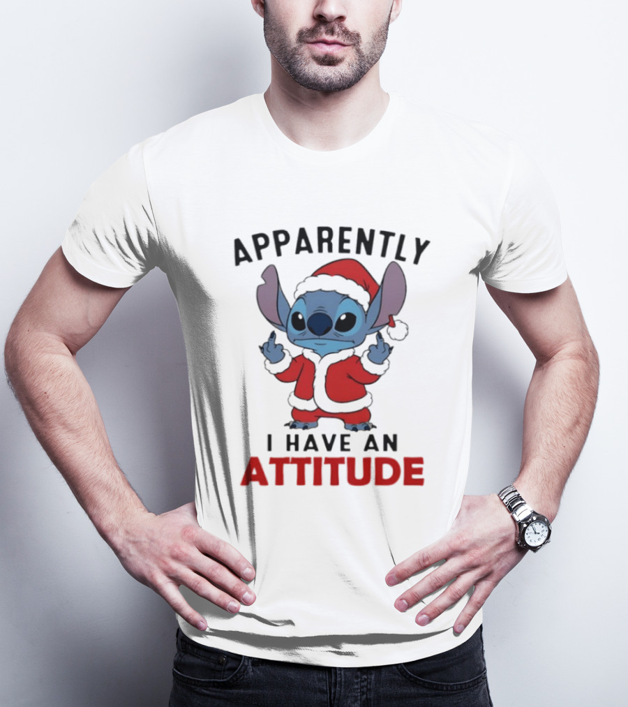 Original Stitch Santa Attitude Apparently I Have An Attitude T-Shirt