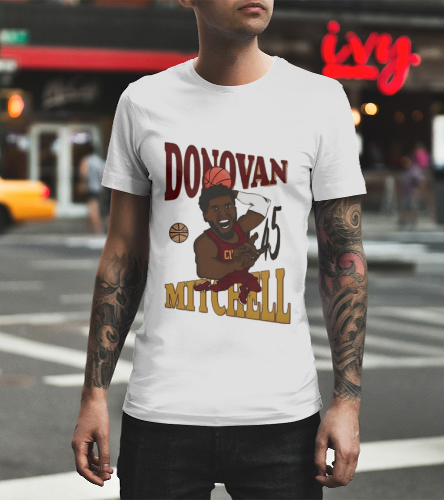Donovan Mitchell Cleveland Cavaliers Basketball Number 45 Dunking T-Shirt