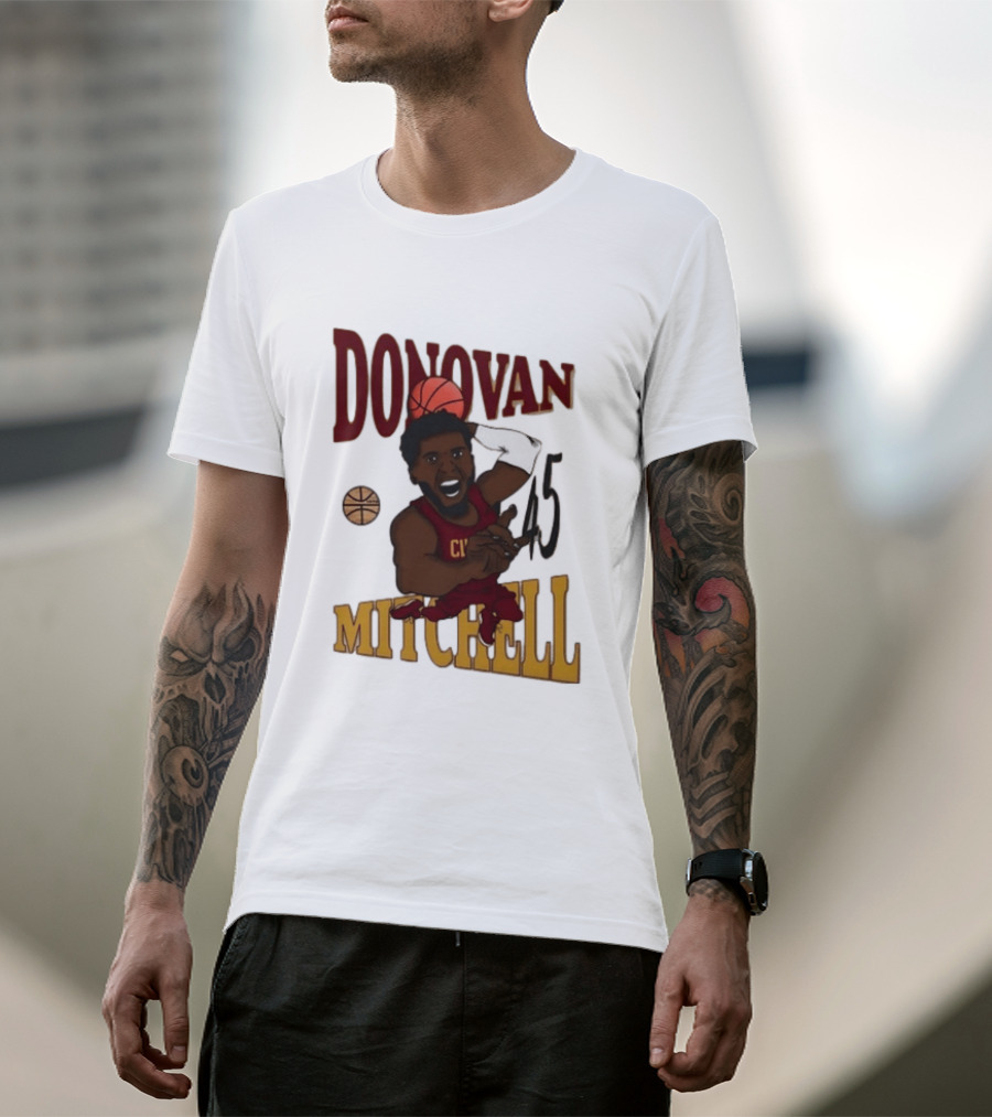 Donovan Mitchell Cleveland Cavaliers Basketball Number 45 Dunking T-Shirt