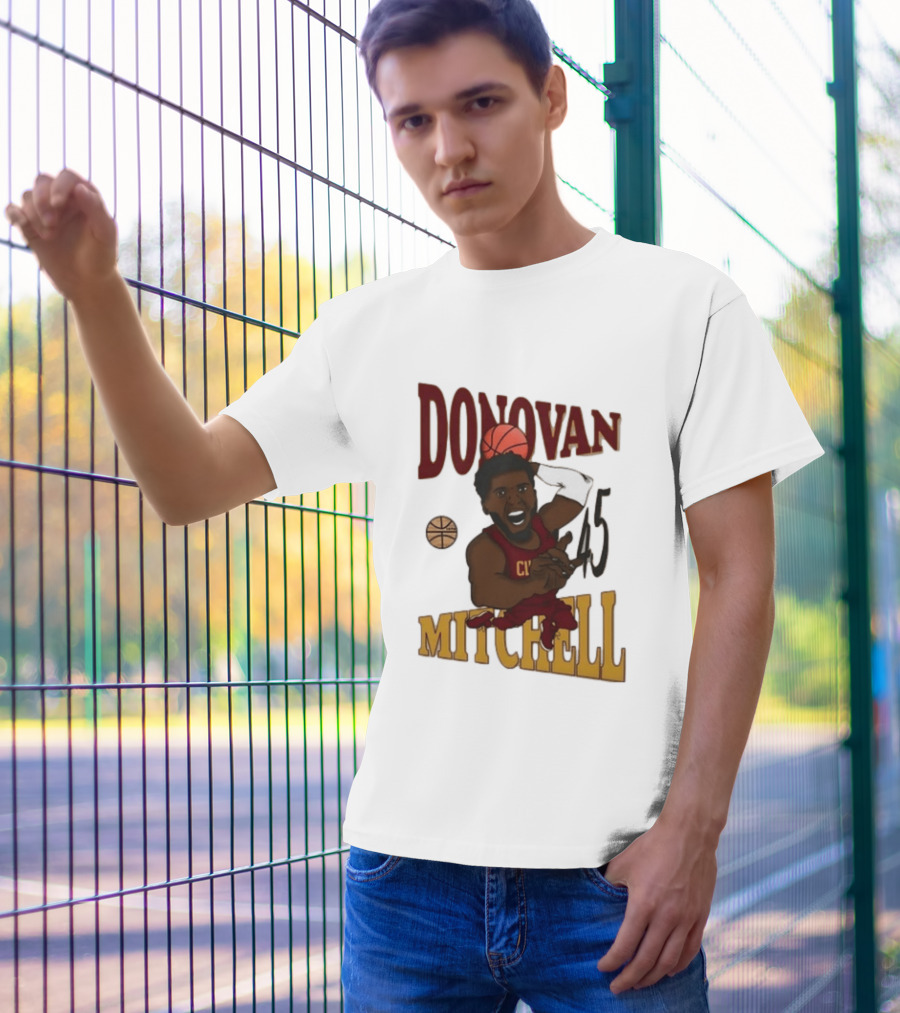 Donovan Mitchell Cleveland Cavaliers Basketball Number 45 Dunking T-Shirt