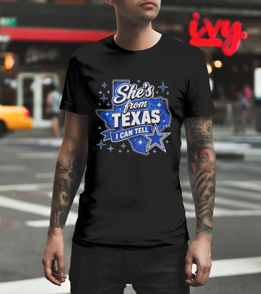 She's From Texas I Can Tell Star Blue Texas T-Shirt