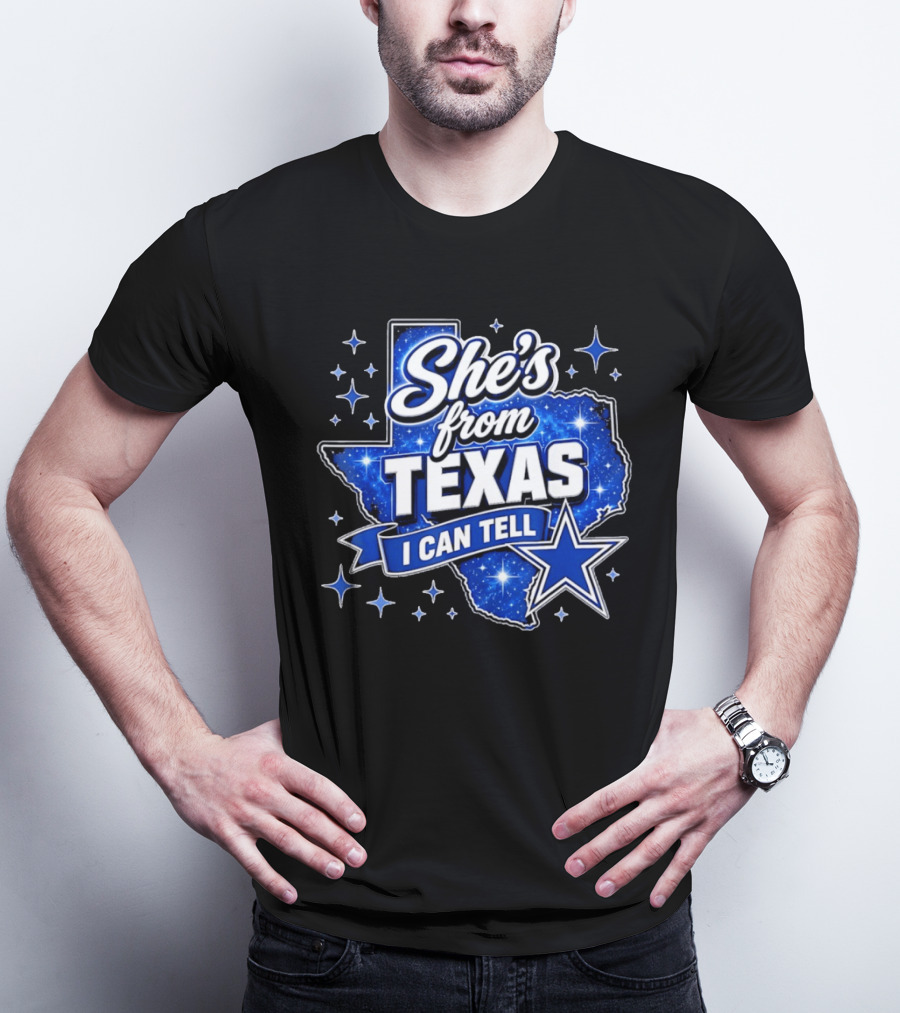 She's From Texas I Can Tell Star Blue Texas T-Shirt