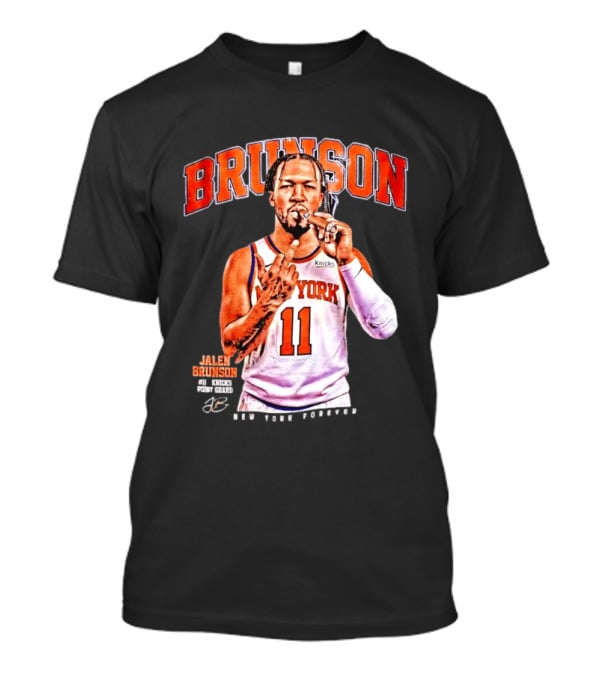 Jalen Brunson Middle Finger New York Knicks NBA Point Guard Brunson 11 Old Yolk Records Knicks T-Shirt