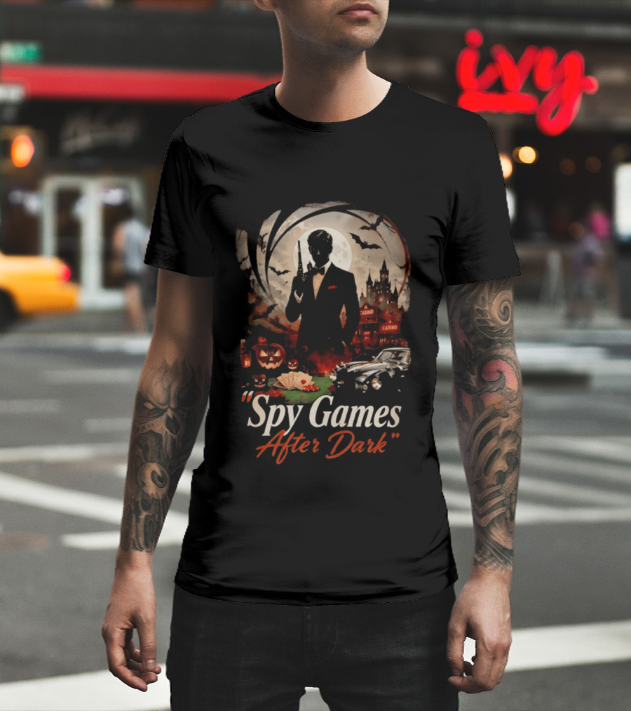 Spy Games After Dark Casino Halloween James Bond T-Shirt