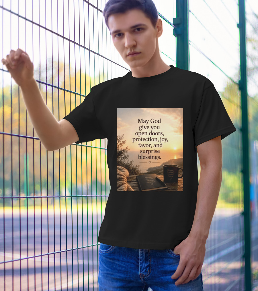 May God Give You Open Doors Protection Joy Favor Surprise Blessings Inspirational Message T-Shirt