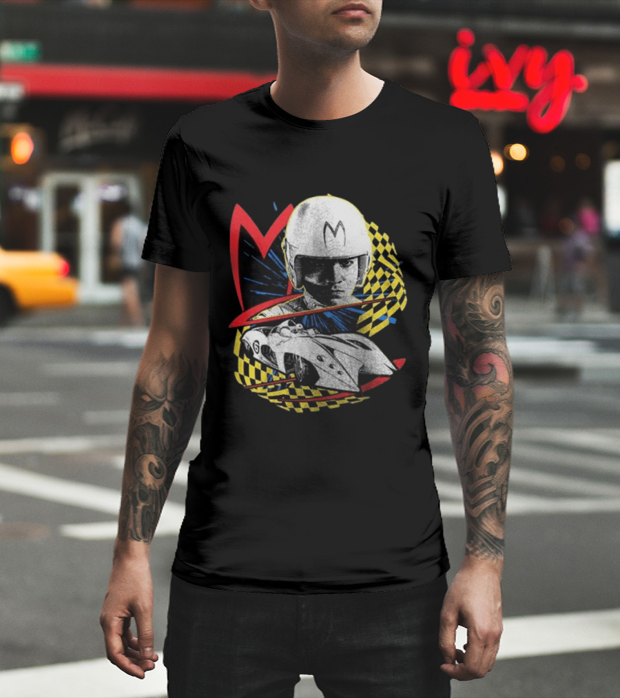 World Racing League WRL Speed Racer Mach 5 Checkered Flag Racing T-Shirt