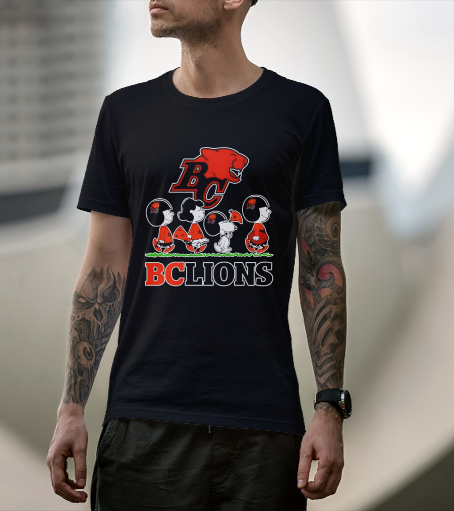 Peanuts Characters Collaboration With BC Lions CFL Team T-Shirt