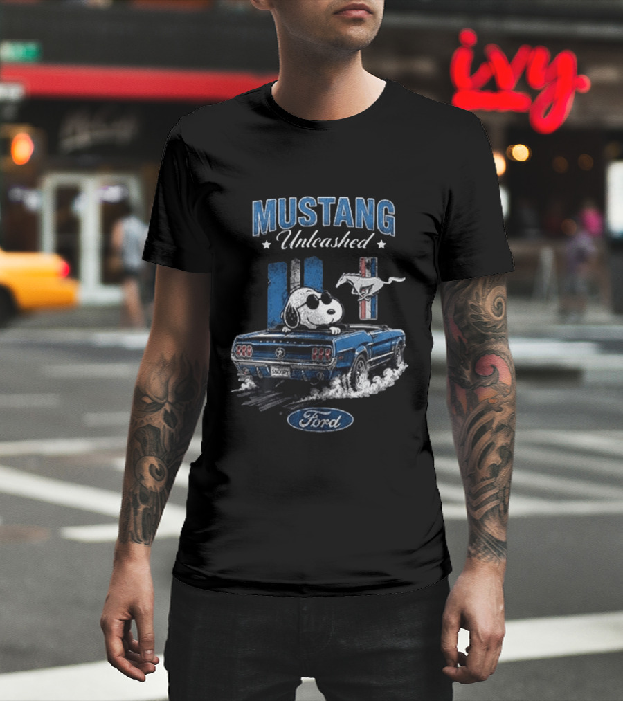 Peanuts Snoopy Mustang Unleashed Ford Collaboration T-Shirt