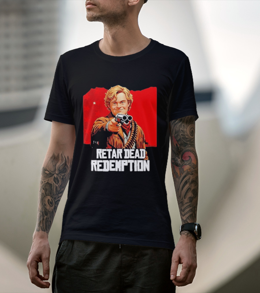 Retar Dead Redemption Western Cowboy And Revolver T-Shirt