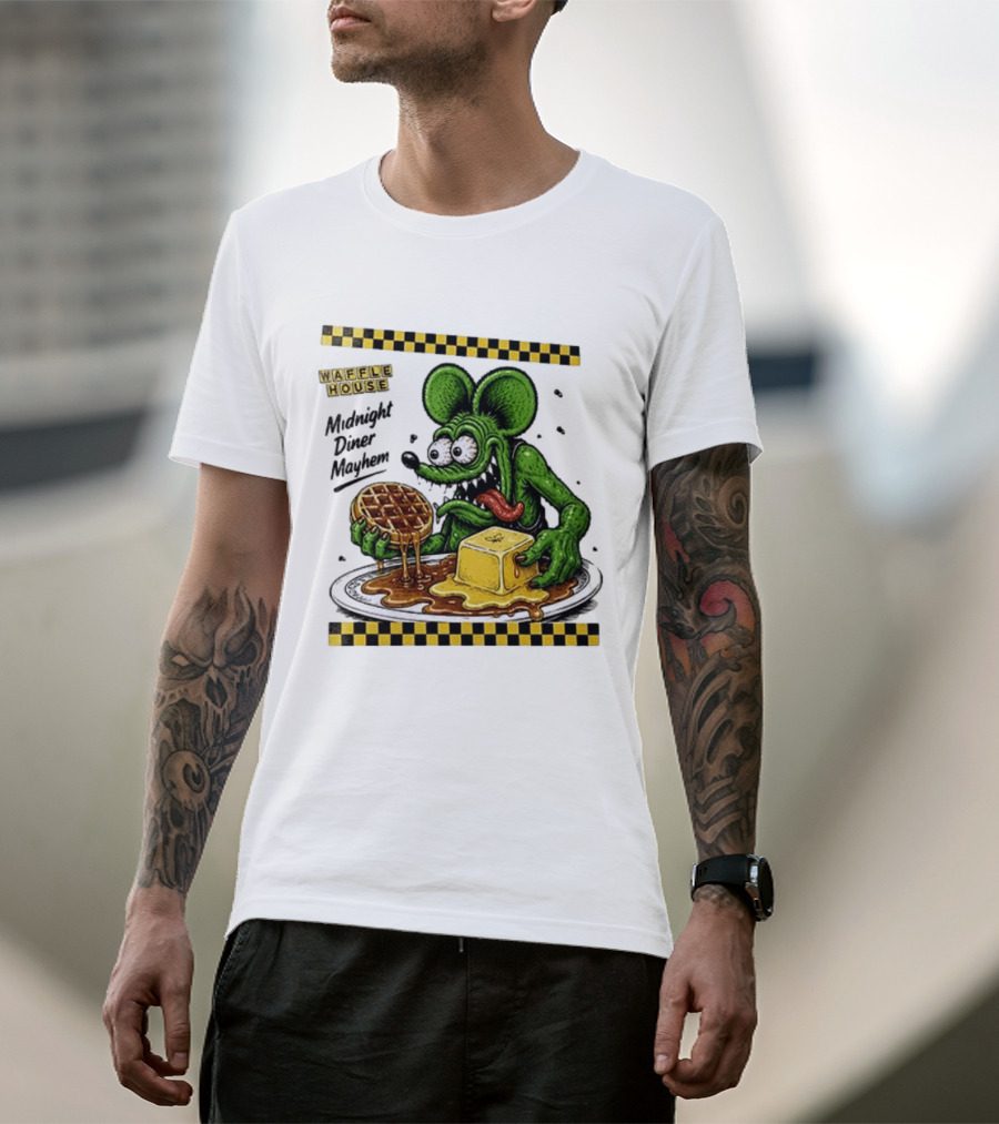 Rat Fink Waffle House Midnight Diner Mayhem Stay Golden T-Shirt