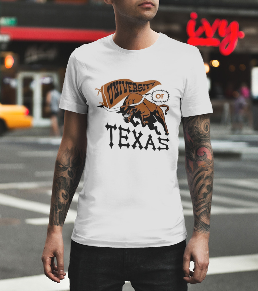 University Of Texas Longhorns Bull Mascot Banner T-Shirt
