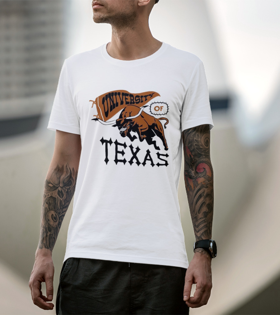University Of Texas Longhorns Bull Mascot Banner T-Shirt