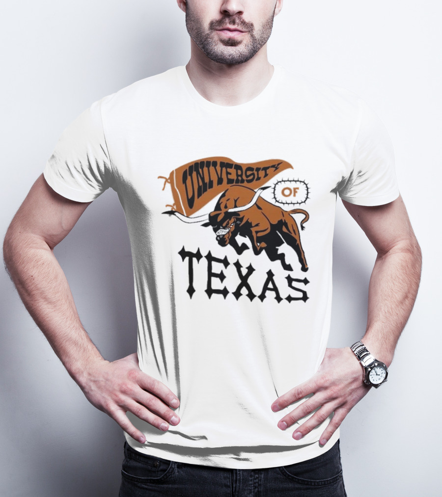 University Of Texas Longhorns Bull Mascot Banner T-Shirt