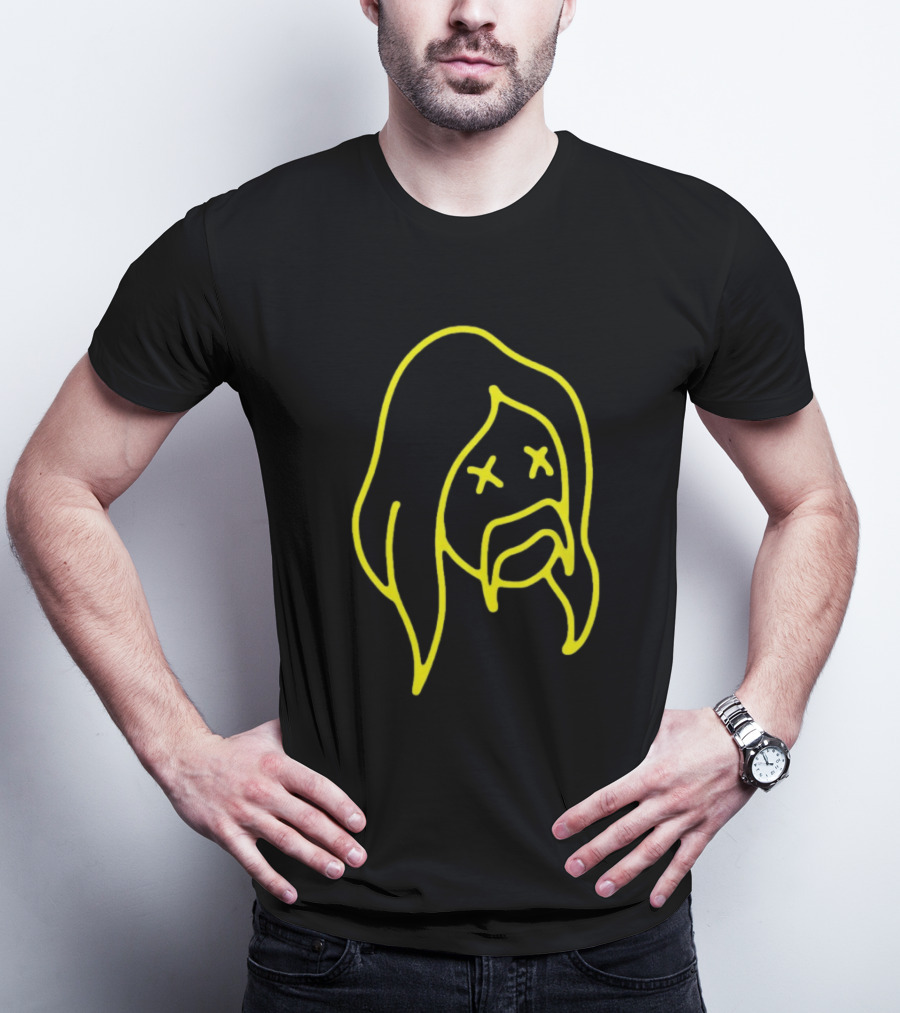 Austin Meade Store Blackout Black Neon Yellow Face Lines T-Shirt
