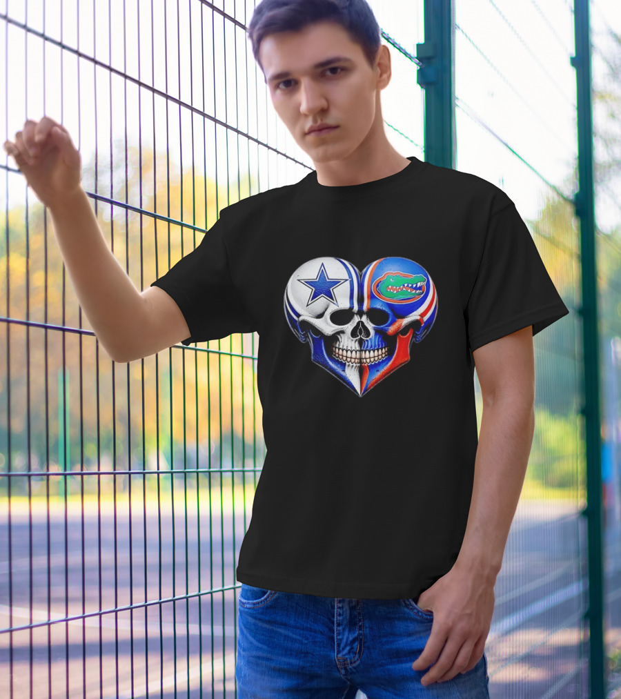 Dallas Cowboys Florida Gators Heart Skull T-Shirt