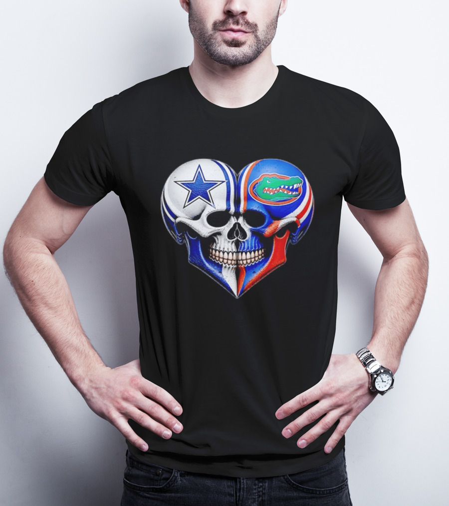 Dallas Cowboys Florida Gators Heart Skull T-Shirt