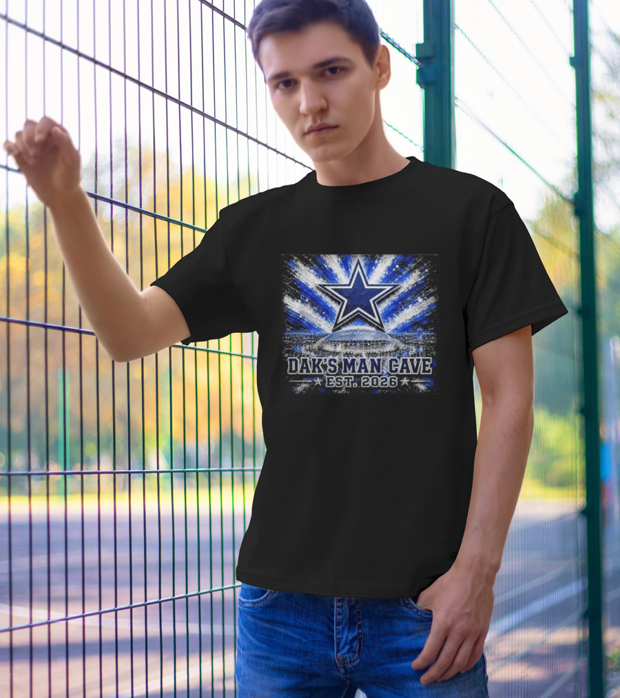 Dallas Cowboys AT&T Stadium Dak's Man Cave Established 2026 Starburst T-Shirt