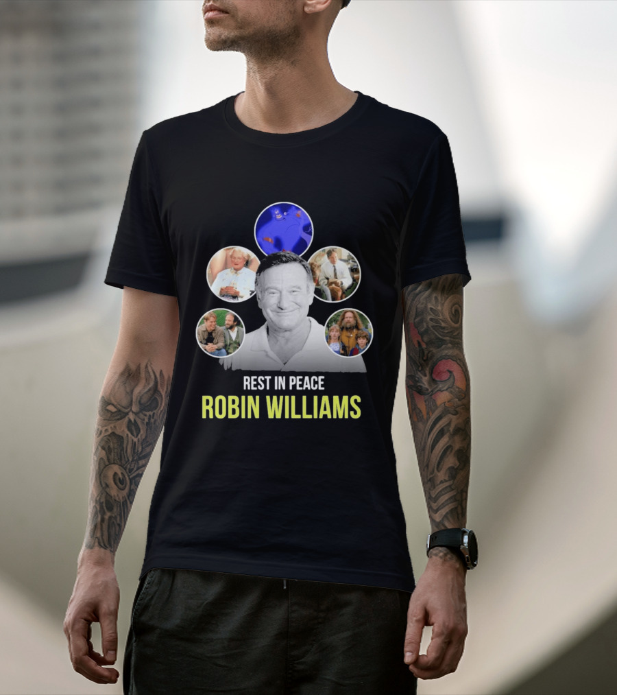 Rest In Peace Robin Williams Aladdin Genie Mrs. Doubtfire Jumanji Good Will Hunting T-Shirt