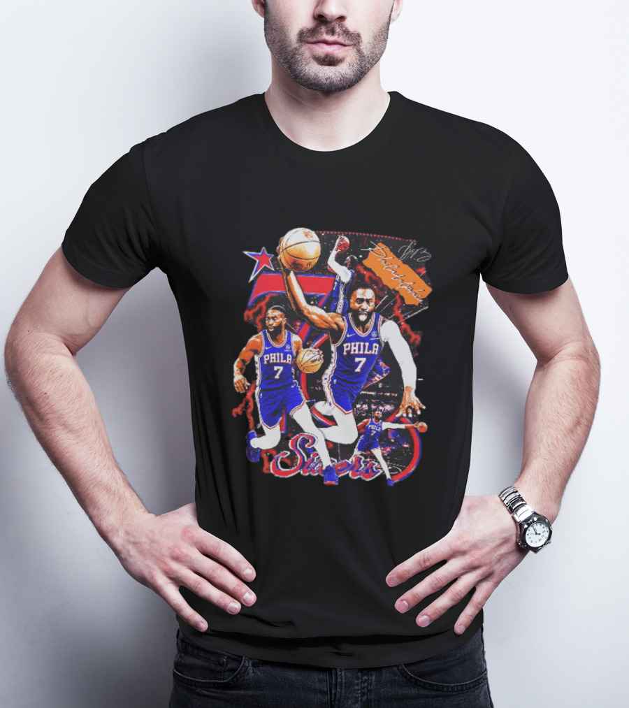 Tyrese Maxey Philadelphia Sixers Basketball Phila 7 NBA Player Action T-Shirt