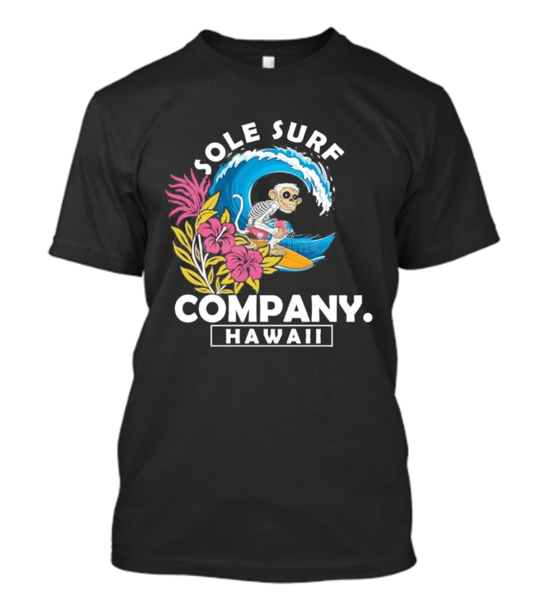 Sole Surf Company Hawaii Monkey Wave Flower Surfing T-Shirt