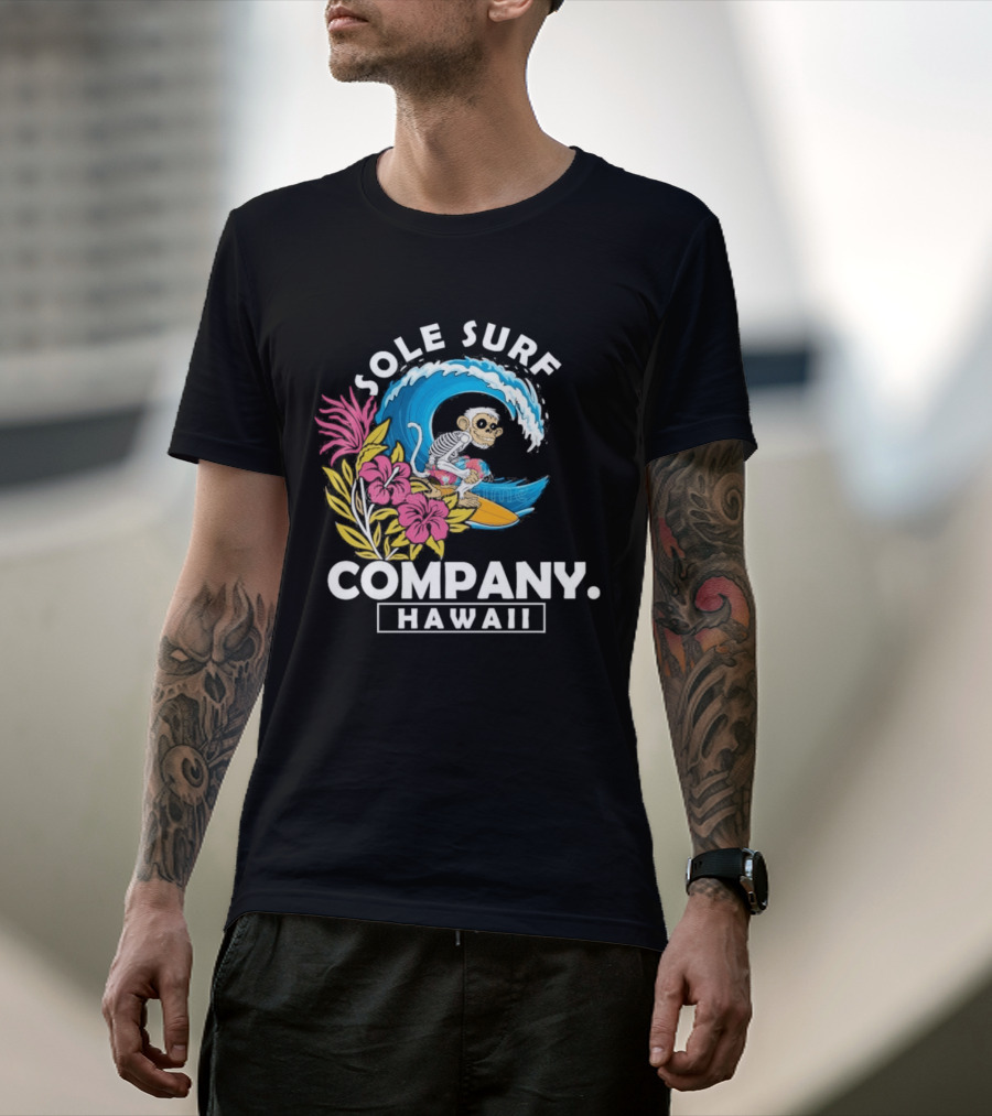 Sole Surf Company Hawaii Monkey Wave Flower Surfing T-Shirt