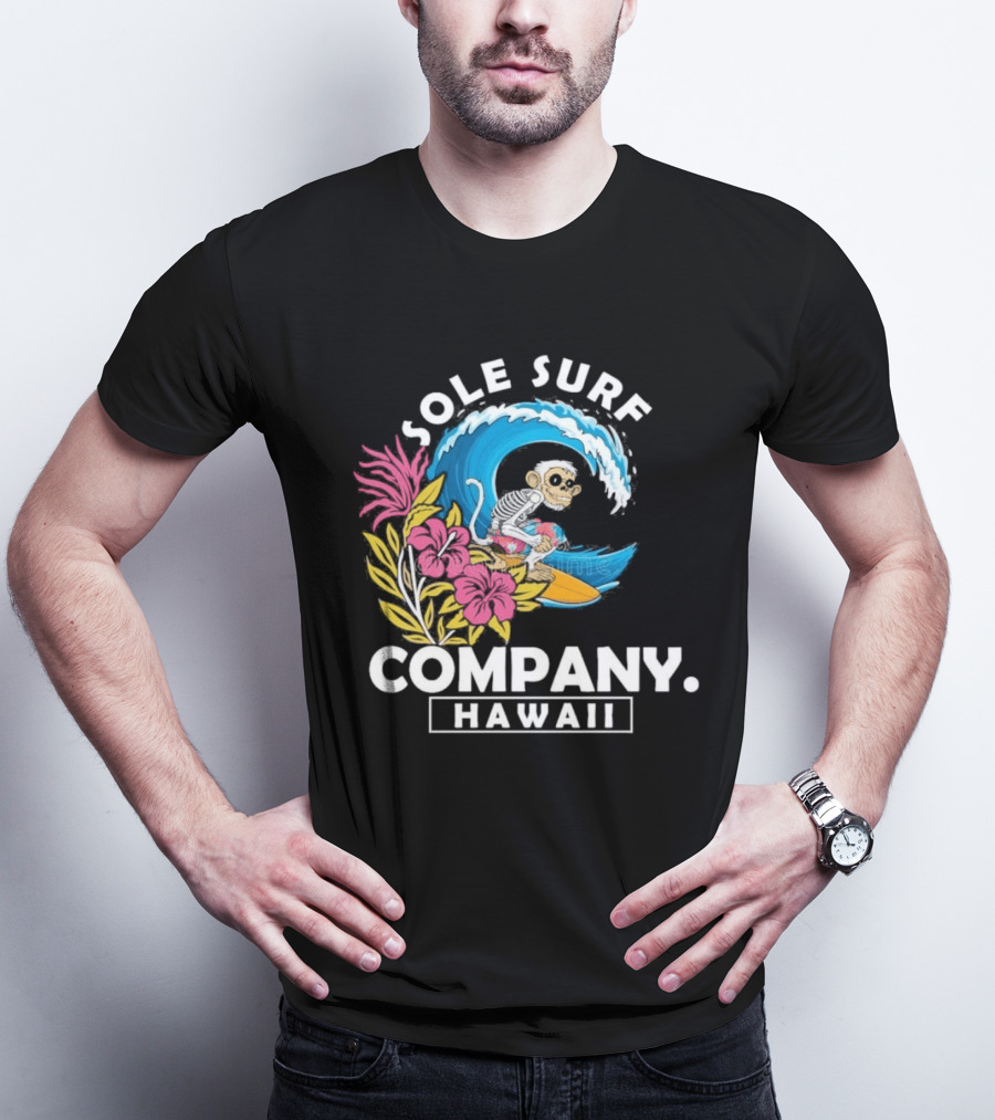 Sole Surf Company Hawaii Monkey Wave Flower Surfing T-Shirt