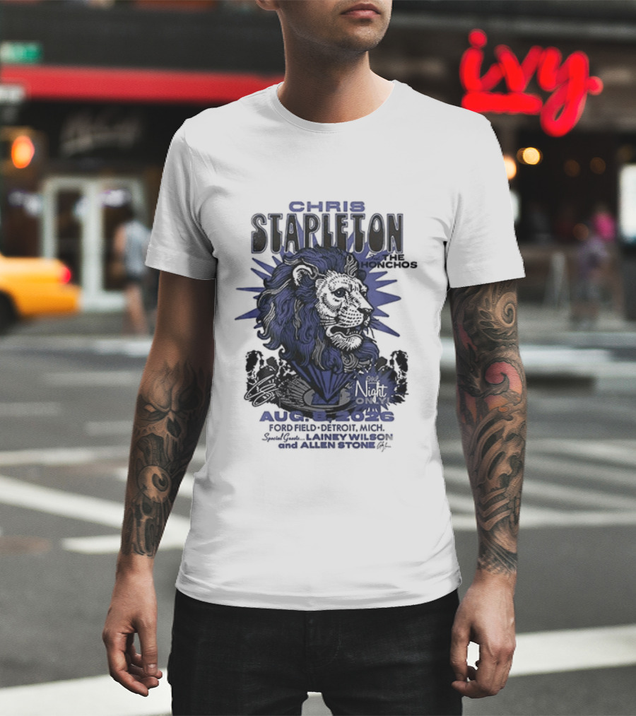 Chris Stapleton Detroit Lions August 2023 Ft The Honchos One Night Only T-Shirt