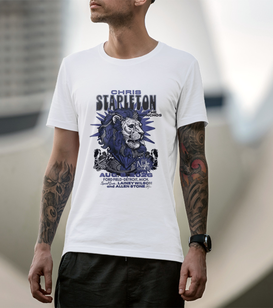 Chris Stapleton Detroit Lions August 2023 Ft The Honchos One Night Only T-Shirt
