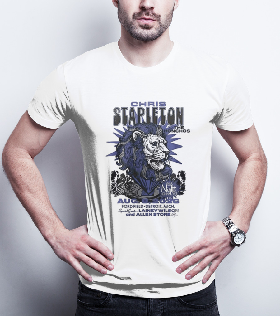 Chris Stapleton Detroit Lions August 2023 Ft The Honchos One Night Only T-Shirt