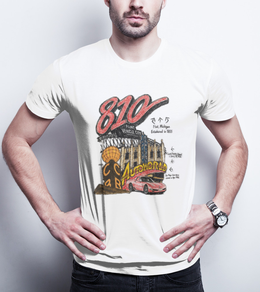 810 Flint Vehicle City Autoworld Grand Fountain Capitol Theatre McDonald's 810 Day Meal T-Shirt