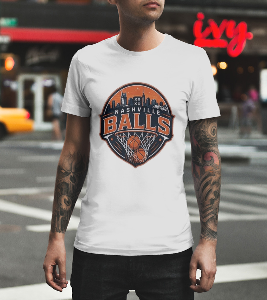 Nashville Balls Basketball Skyline Orange And Black T-Shirt