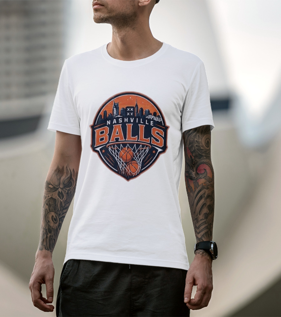 Nashville Balls Basketball Skyline Orange And Black T-Shirt