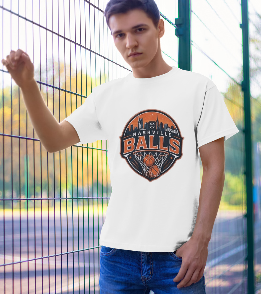 Nashville Balls Basketball Skyline Orange And Black T-Shirt