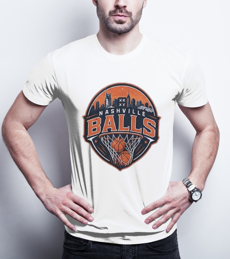 Nashville Balls Basketball Skyline Orange And Black T-Shirt