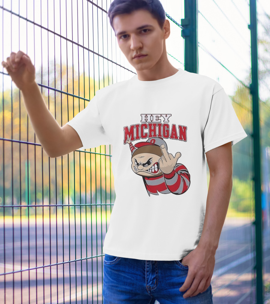 Ohio State Buckeyes Hey Michigan Middle Finger T-Shirt
