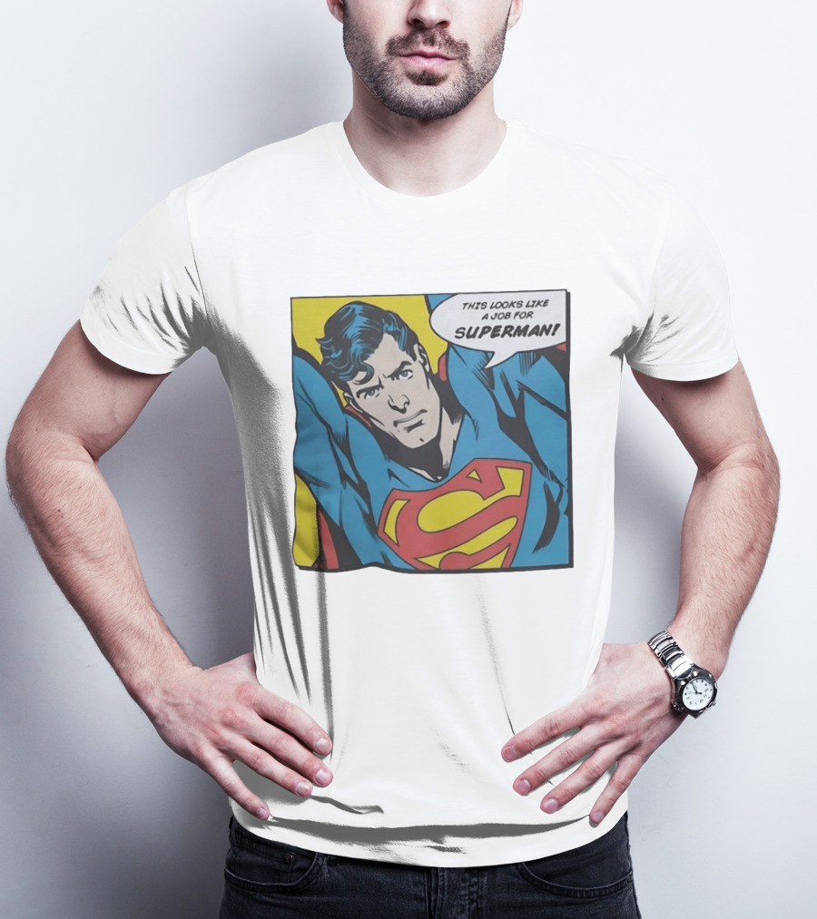 This Looks Like A Job For Superman Comic Panel Classic Superman Heroic Pose T-Shirt