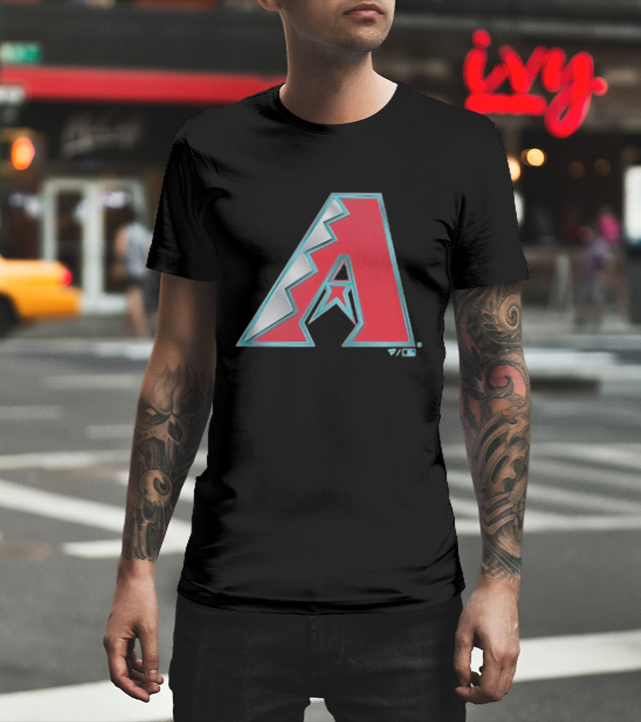Arizona Diamondbacks Women's Metallic A Logo Red And Silver T-Shirt
