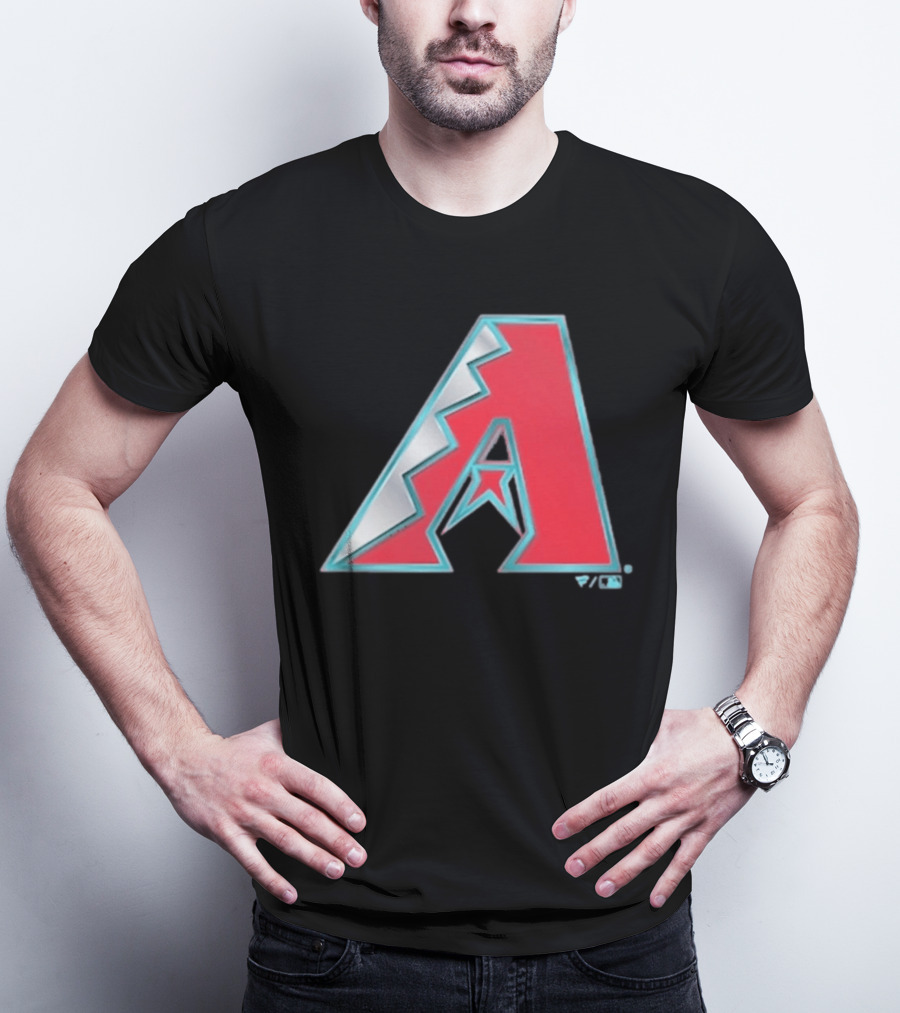 Arizona Diamondbacks Women's Metallic A Logo Red And Silver T-Shirt