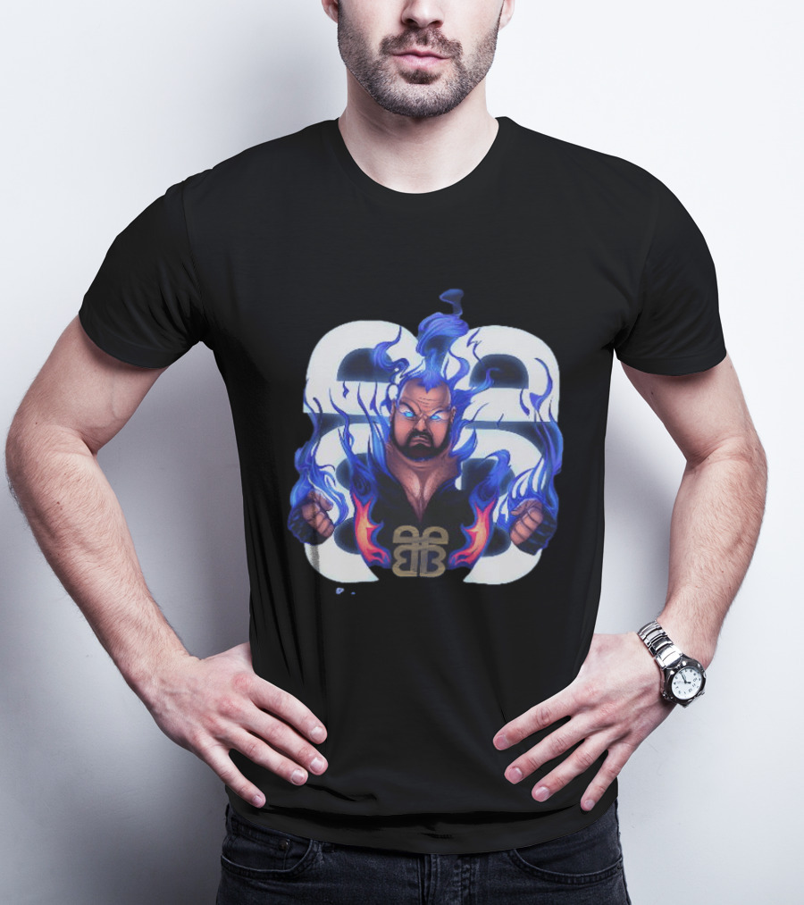 Bam Bam Bigelow WWE Flames New Jersey Devils Pro Wrestling T-Shirt
