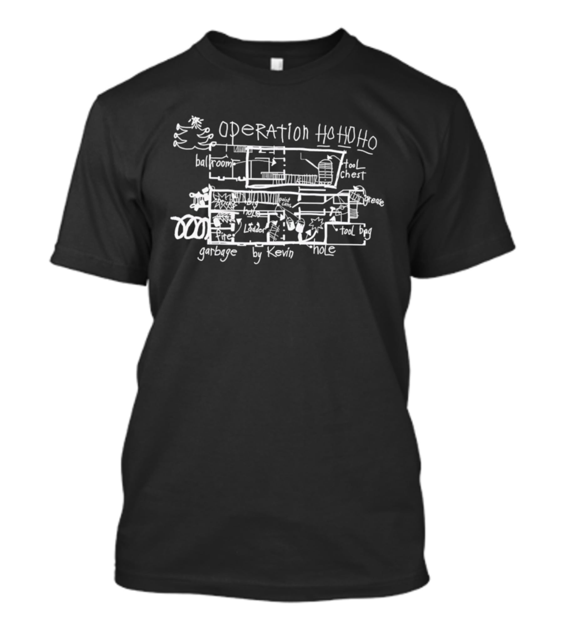 Operation HoHoHo Home Alone Blueprint Ballroom Tool Chest Hole Garbage By Kevin T-Shirt