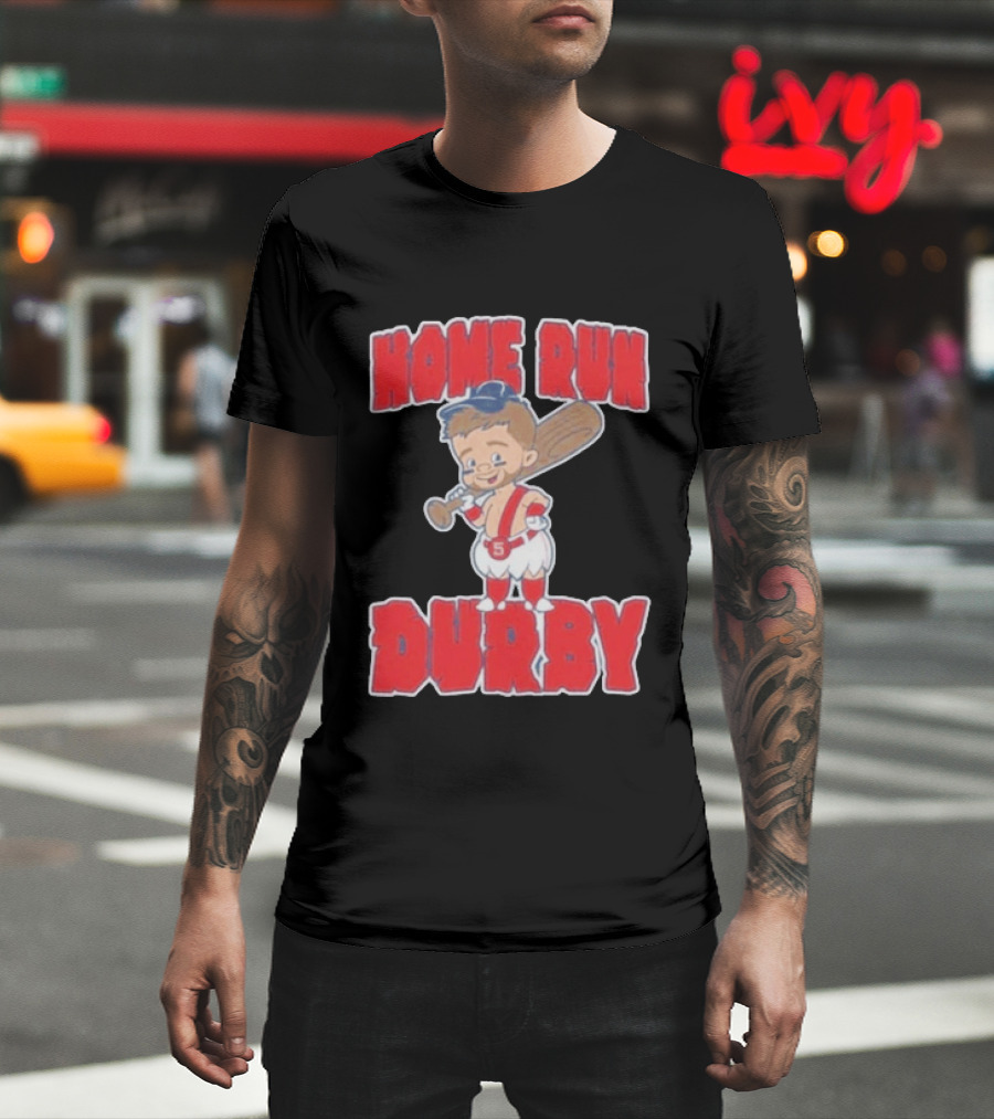Boston Red Sox Payton Tolle Home Run Durby Cartoon Baseball Player In Red And White Uniform T-Shirt