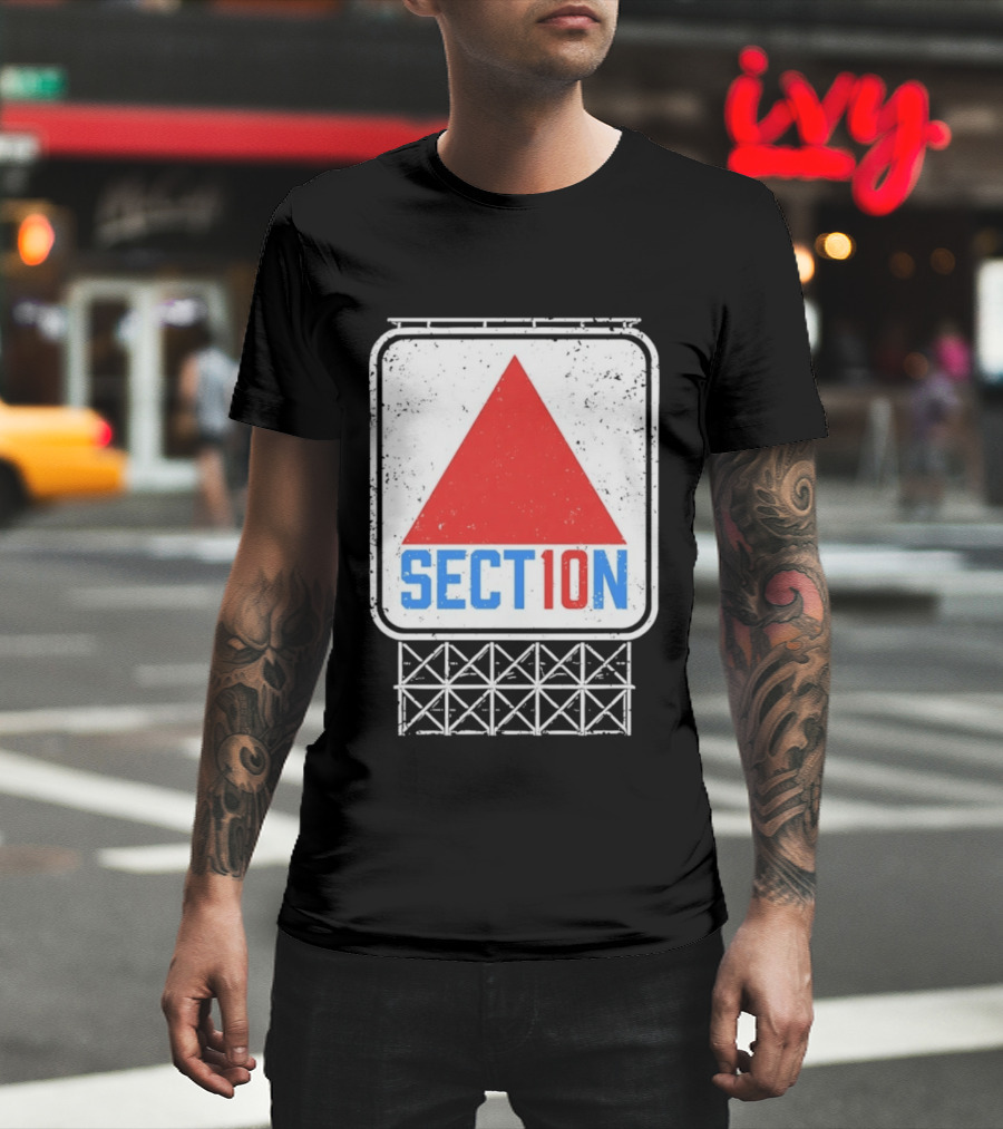 Section 10 Distressed Red Triangle Sign Retro Look S10 T-Shirt
